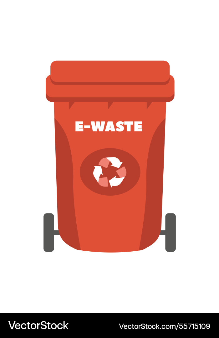 Red e-waste bin for electronic recycling located Vector Image