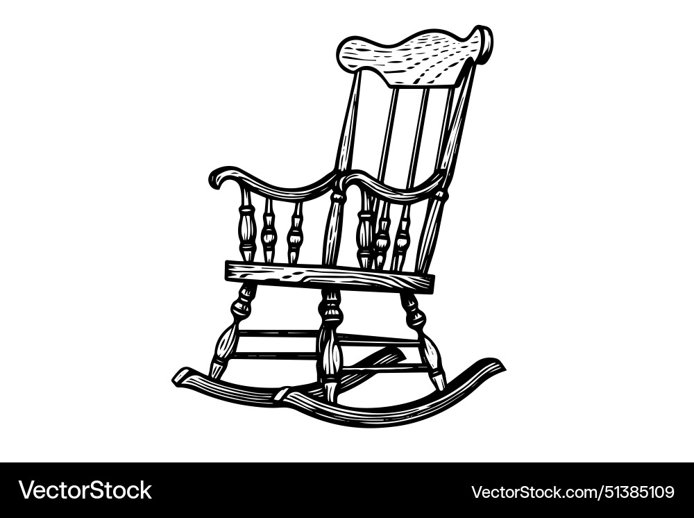 Rocking chair hand drawn ink sketch Royalty Free Vector