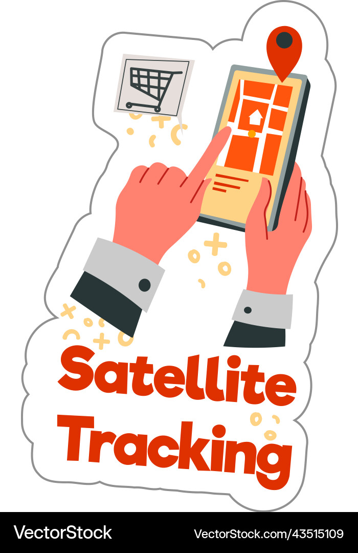 Satellite tracking of parcel easy shopping label Vector Image