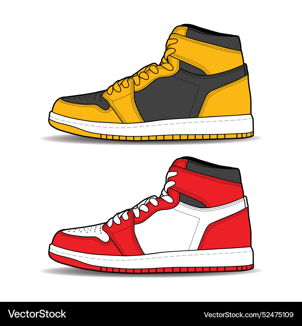 Sneakers shoe set collection with different color Vector Image