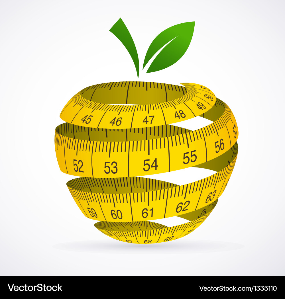 Apple and measuring tape diet symbol Royalty Free Vector