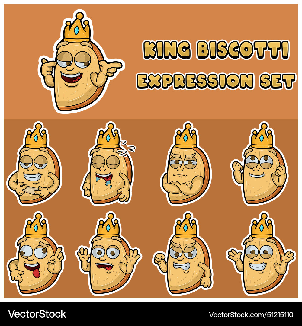 Biscotti expression set mascot cartoon character Vector Image