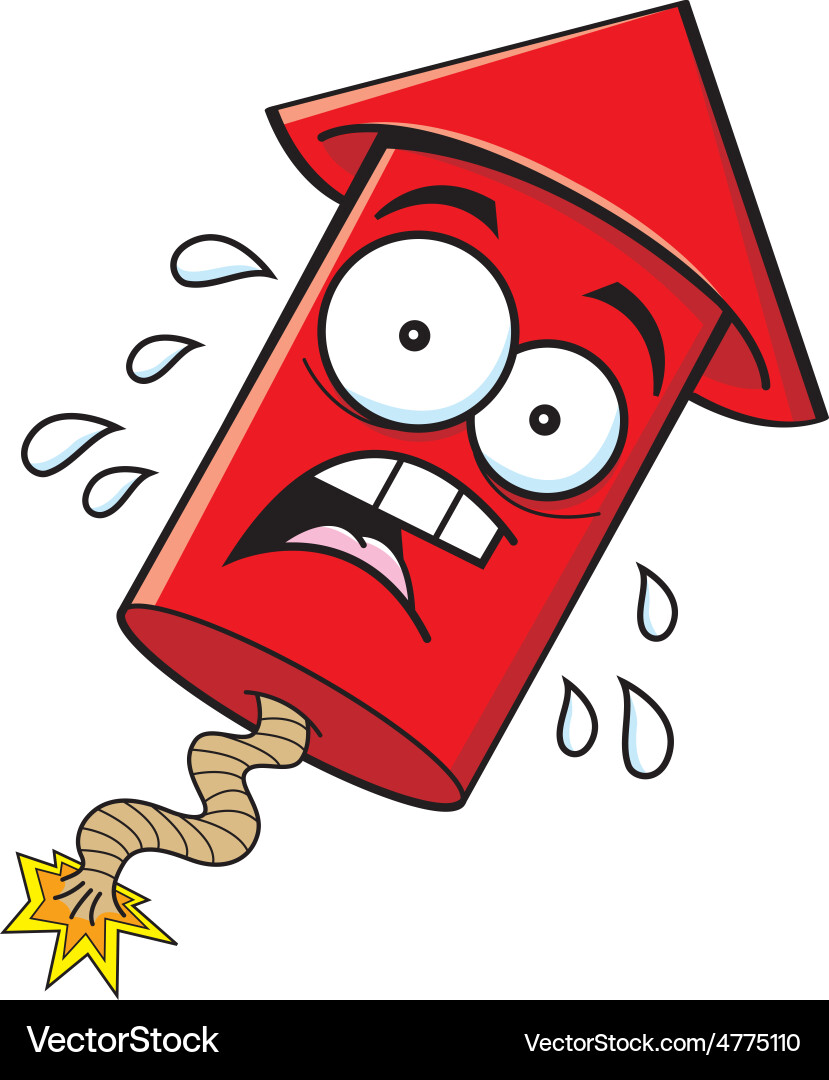 Cartoon worried firecracker Royalty Free Vector Image
