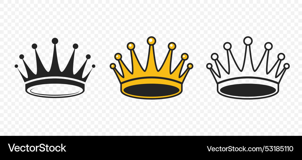 Crown icons set flat style icon Royalty Free Vector Image
