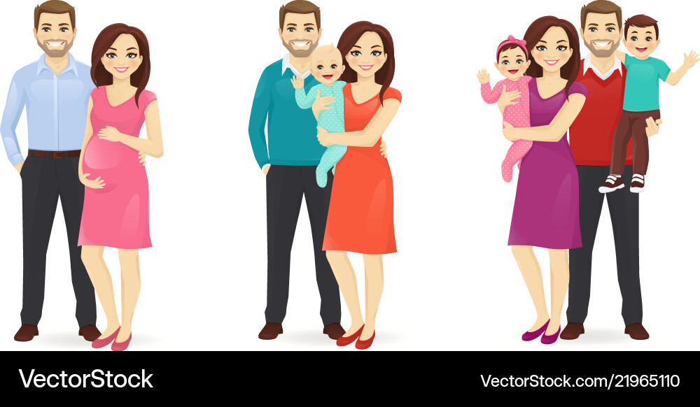 Family portrait set Royalty Free Vector Image - VectorStock