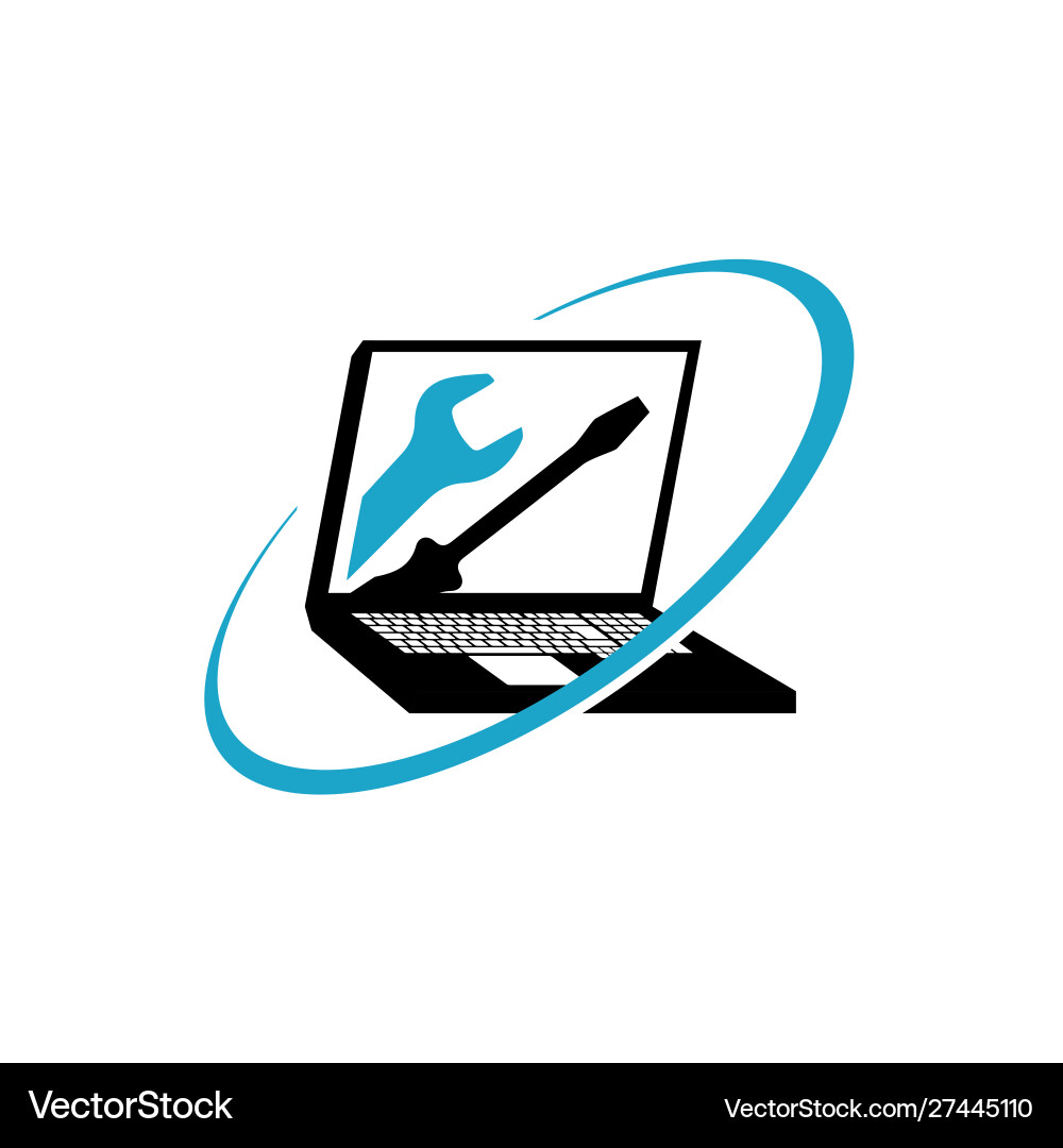 Laptop pc computers repair logo design template Vector Image