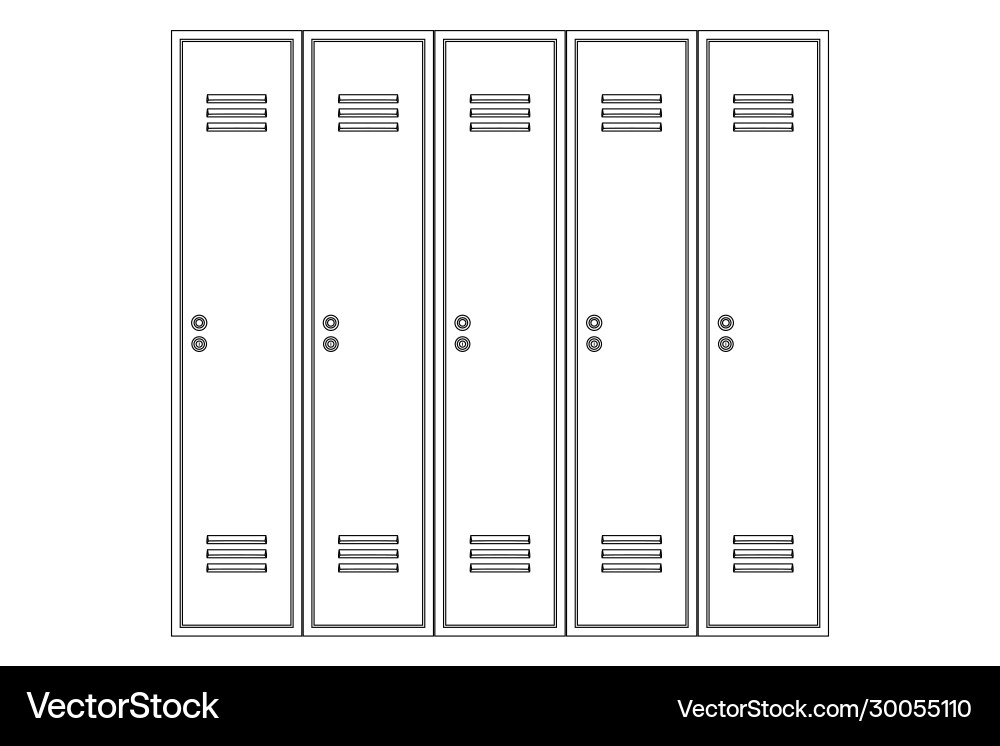 Lockers outline drawing Royalty Free Vector Image