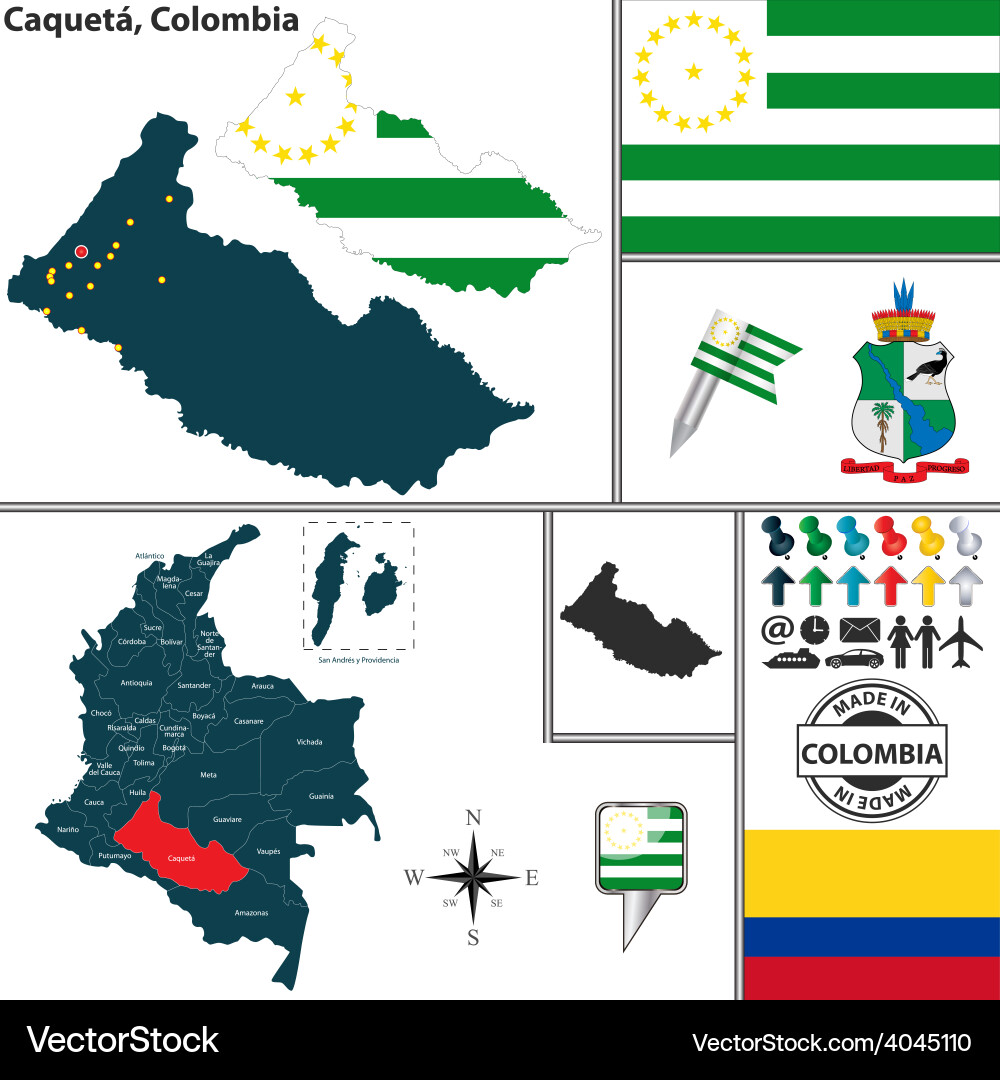 Map of Caquetá, Colombia Royalty Free Vector Image