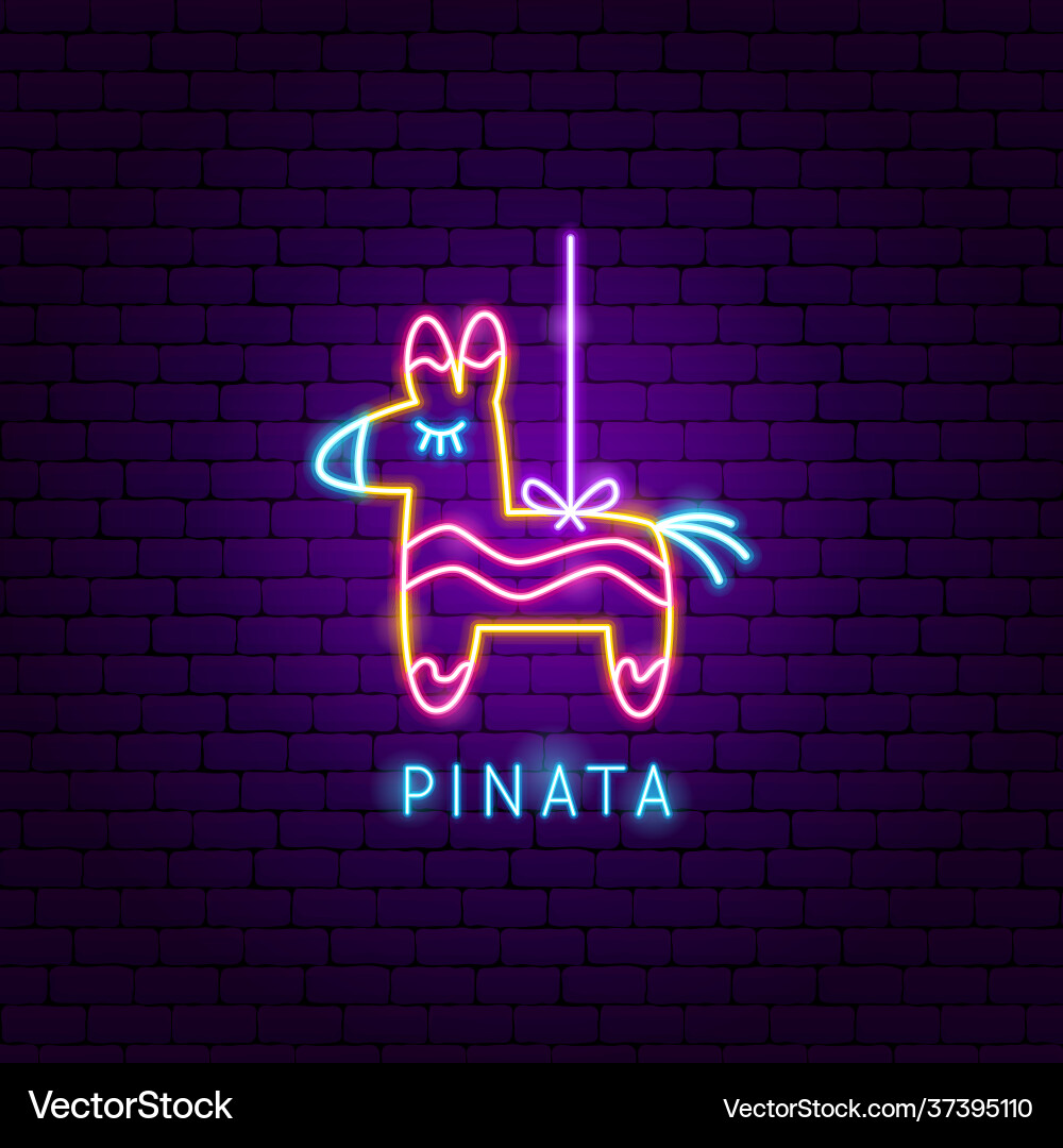 Neon Pinata Celebration Royalty Free Vector Image