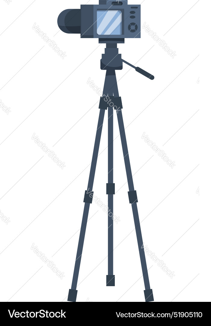 Professional digital camera on tripod recording Vector Image