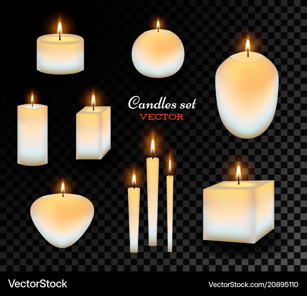 Realistic wax candles set Royalty Free Vector Image