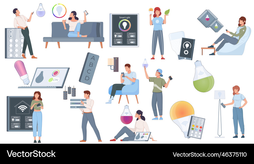 Smart light control icons Royalty Free Vector Image