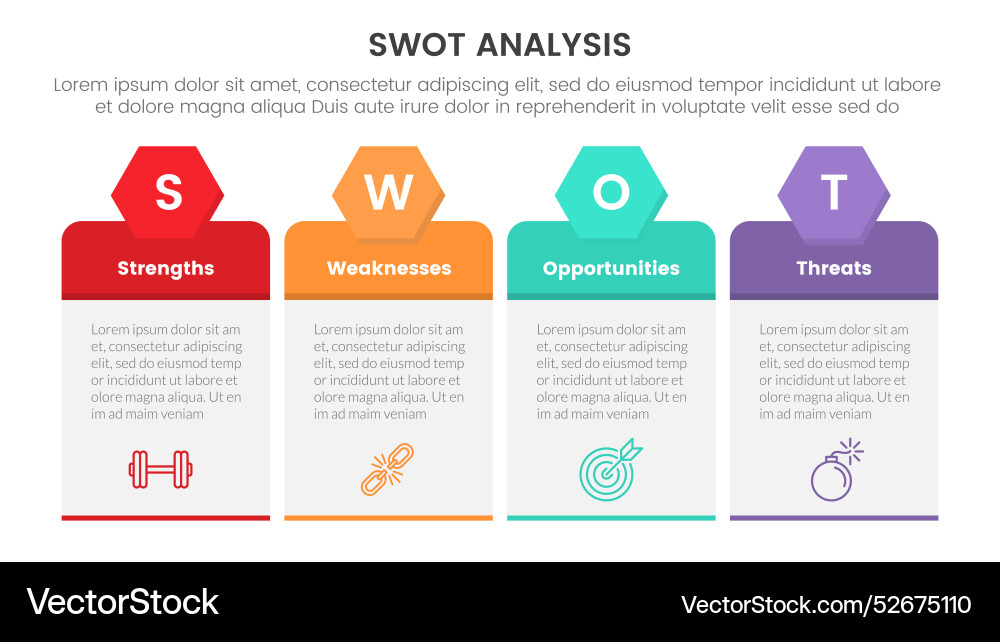 Swot analysis concept infographic template banner Vector Image