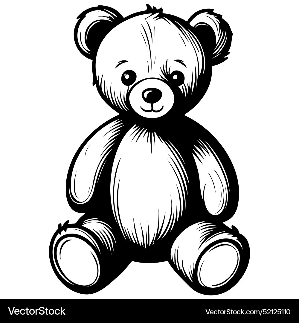 Teddy bear ink hand drawn line transpiderarent Vector Image