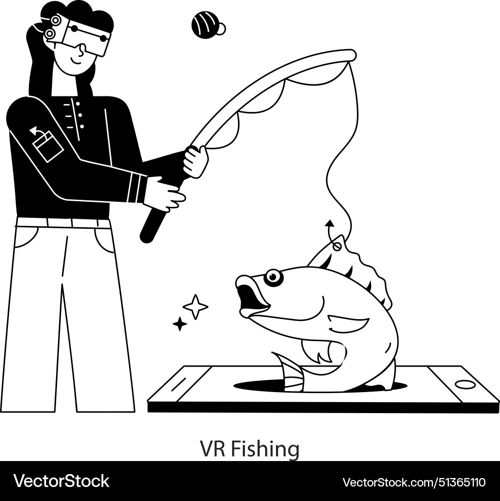 Vr fishing Royalty Free Vector Image - VectorStock