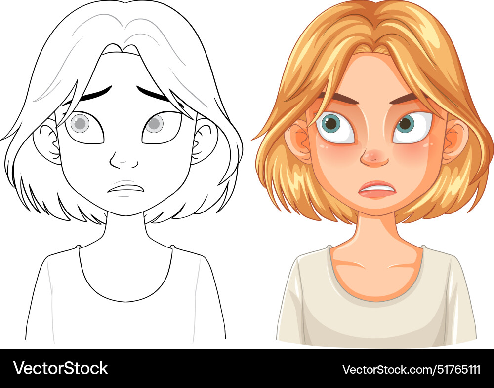 A girl with surprised expression Royalty Free Vector Image