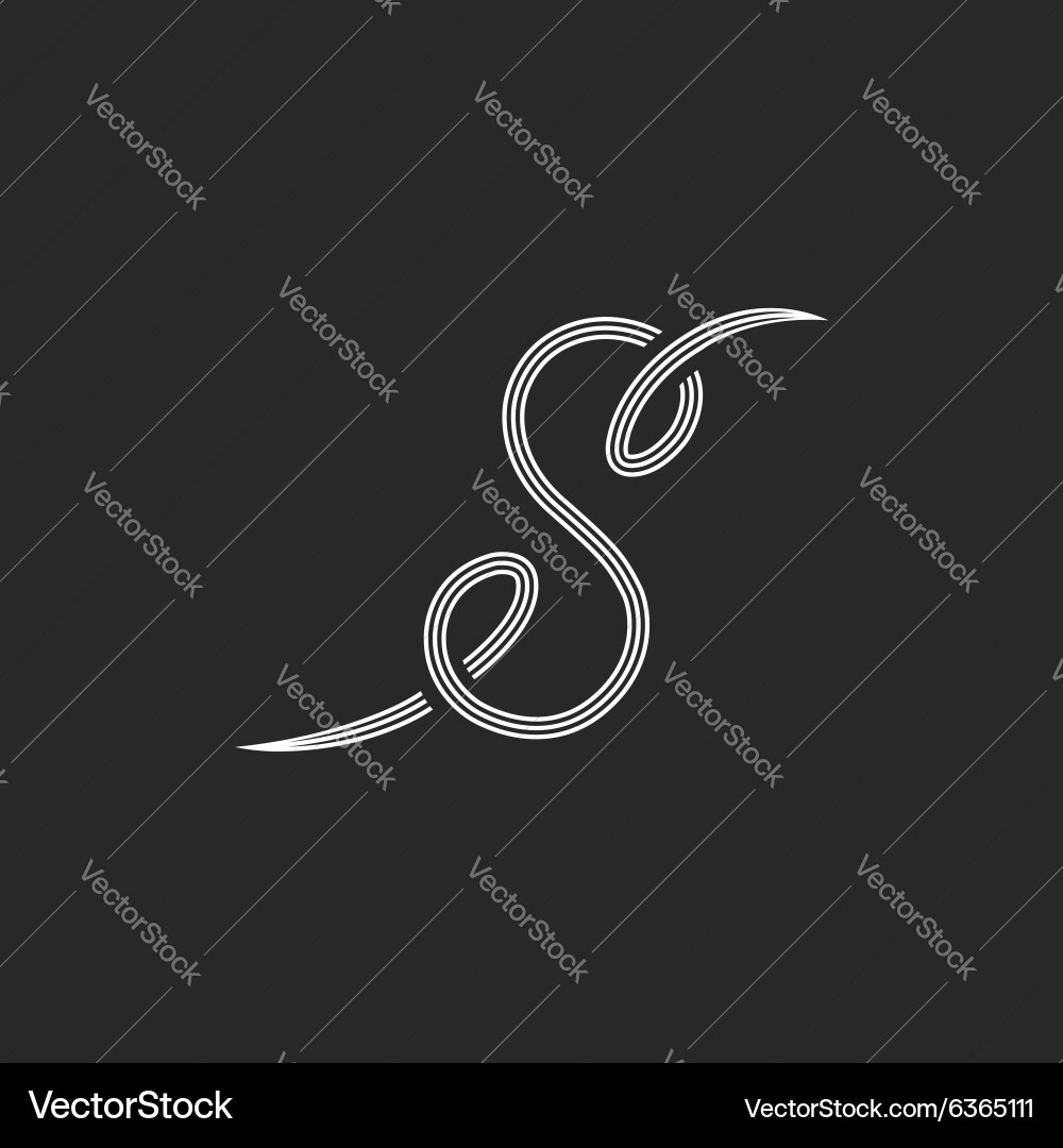 Calligraphic letter s logo monogram black Vector Image