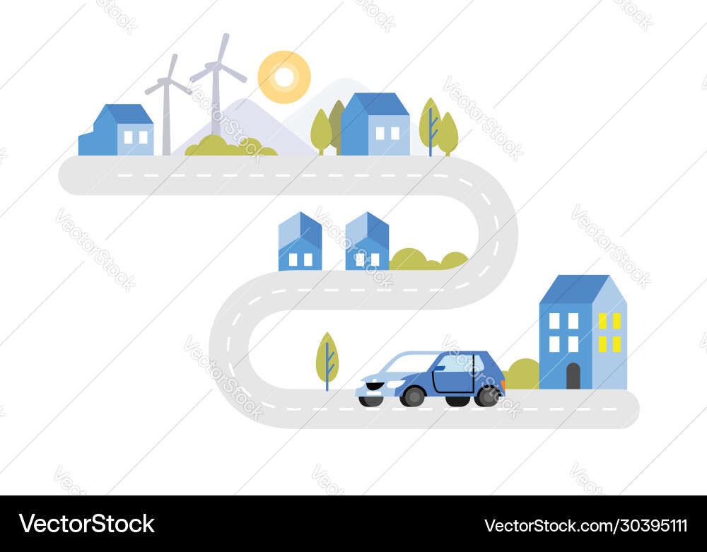 Car rides on road infographic style Royalty Free Vector