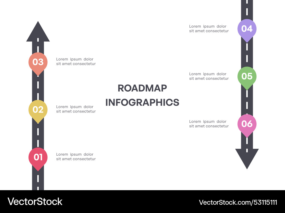 Colorful milestone roadmap infographic with arrow Vector Image