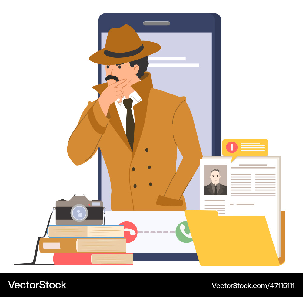 Detective Investigation Flat Vector Royalty Free Vector