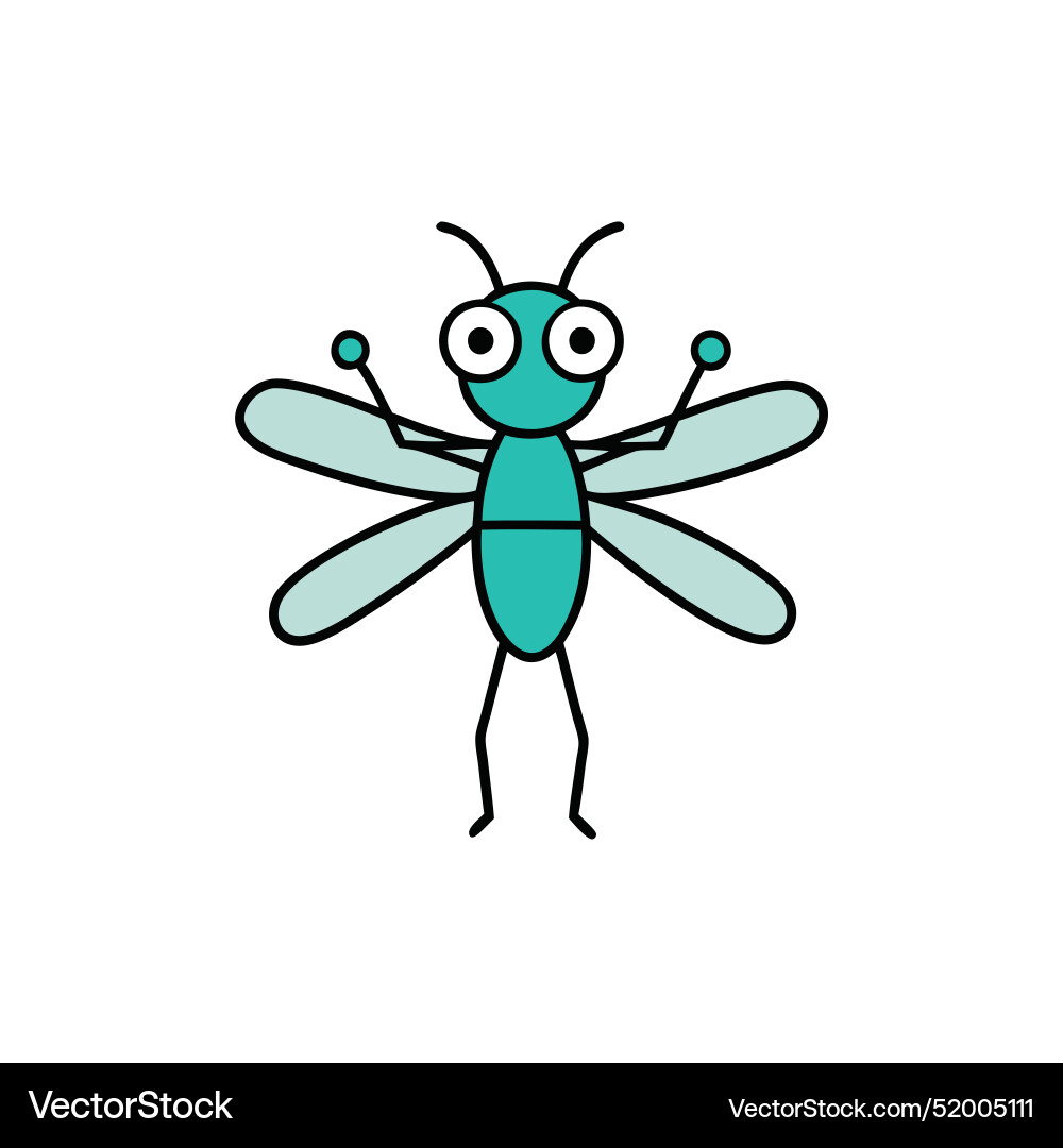 Dragonfly insect dancing icon Royalty Free Vector Image