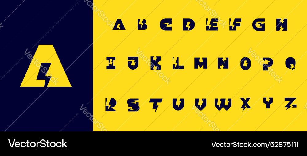 Mega bundle logo 26 alphabet with energy concept Vector Image