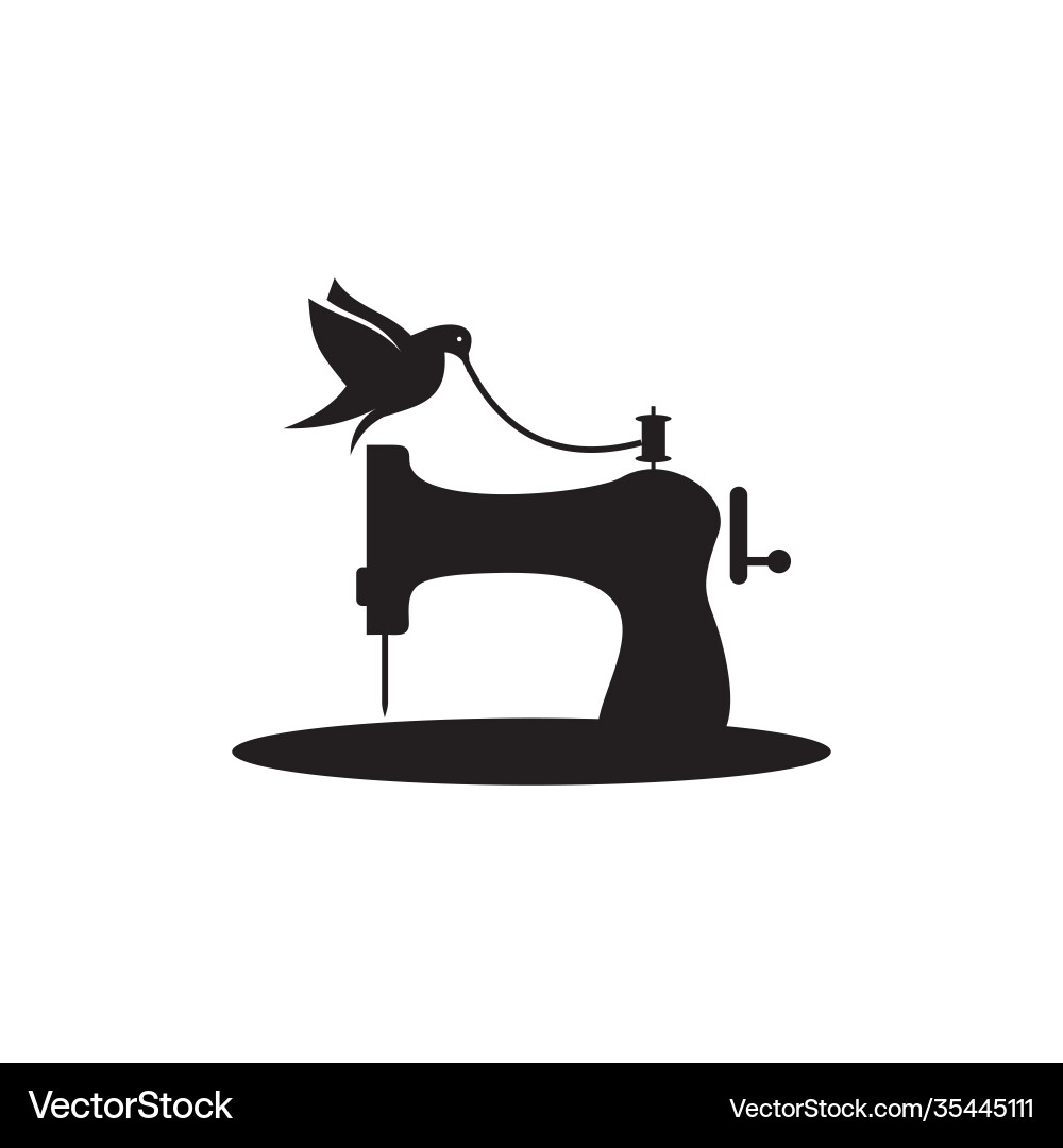 Sewing machine logo design template Royalty Free Vector