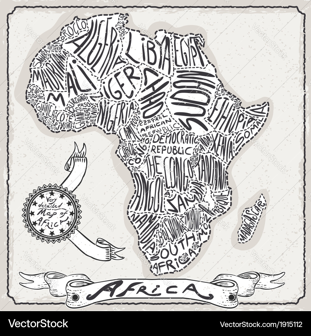 Africa map on vintage handwriting page Royalty Free Vector