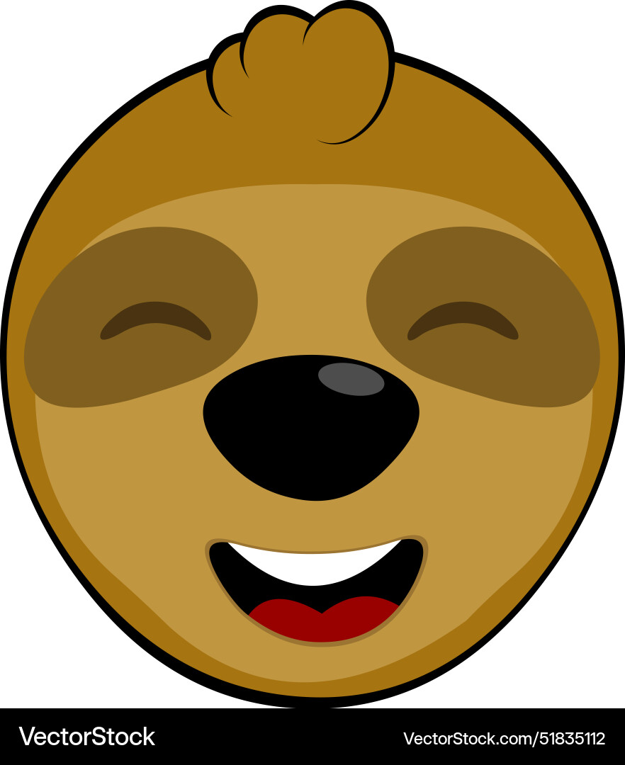 Character head sloth animal expression happy Vector Image