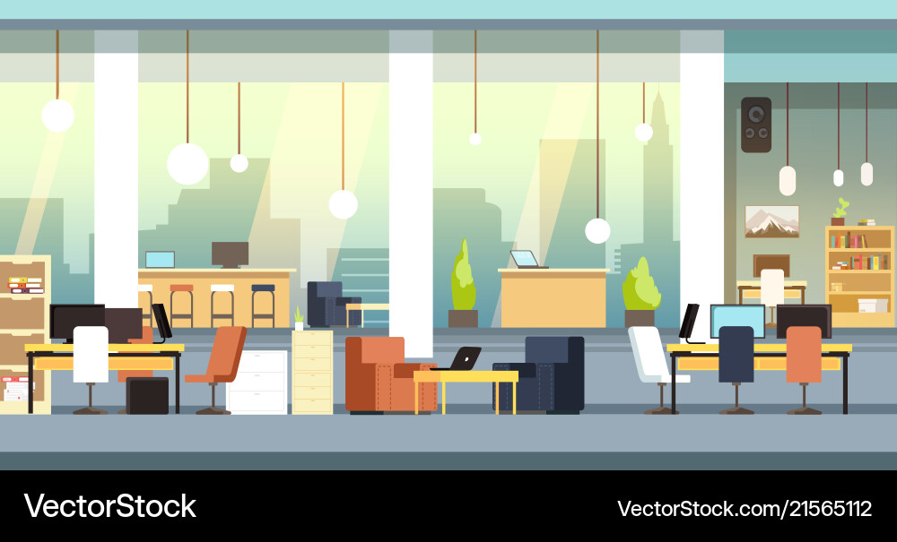Coworking interior empty open space office Vector Image