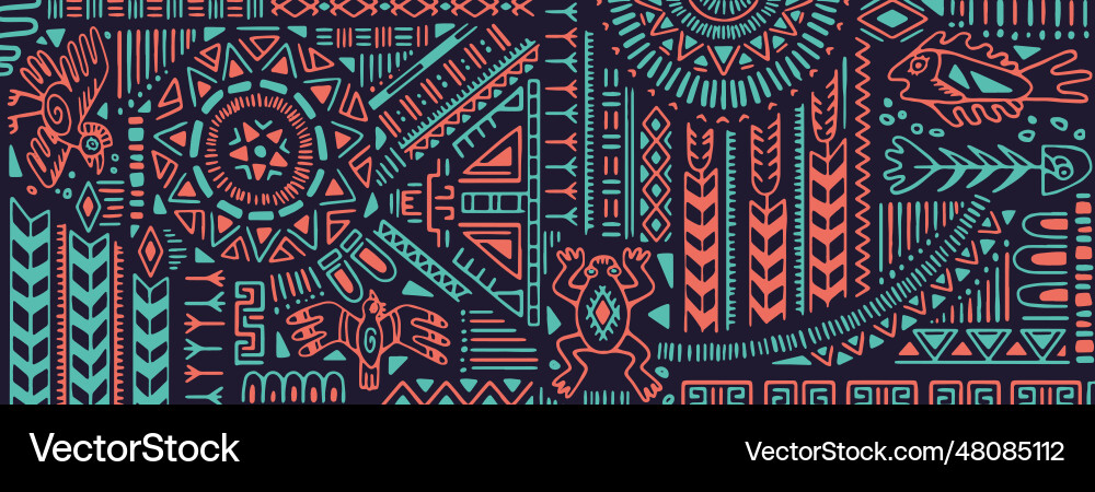 Ethnic ancient tribal pattern aztec symbols Vector Image