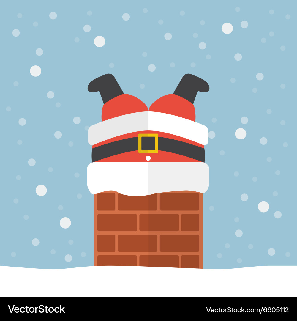 Santa claus stuck in the chimney Royalty Free Vector Image