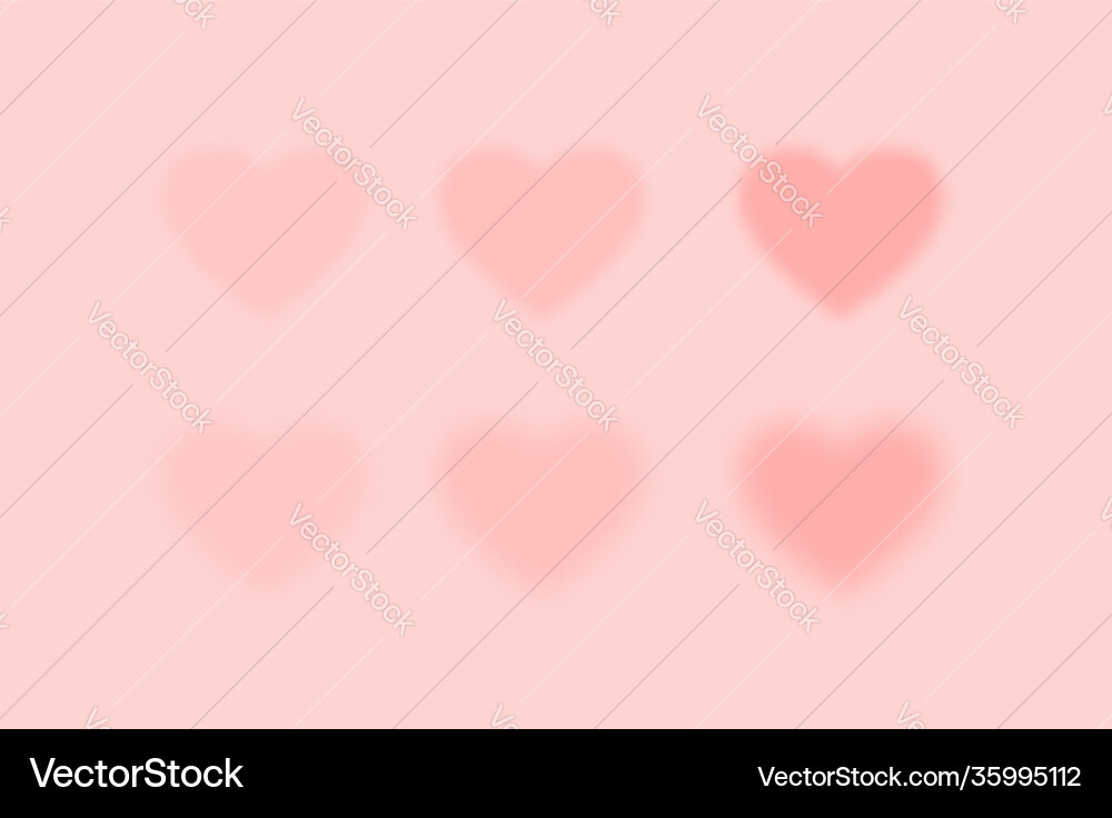 Set pink blurred hearts Royalty Free Vector Image