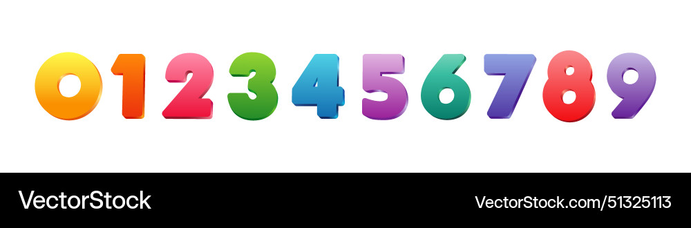 3 d colourful collection of numbers Royalty Free Vector