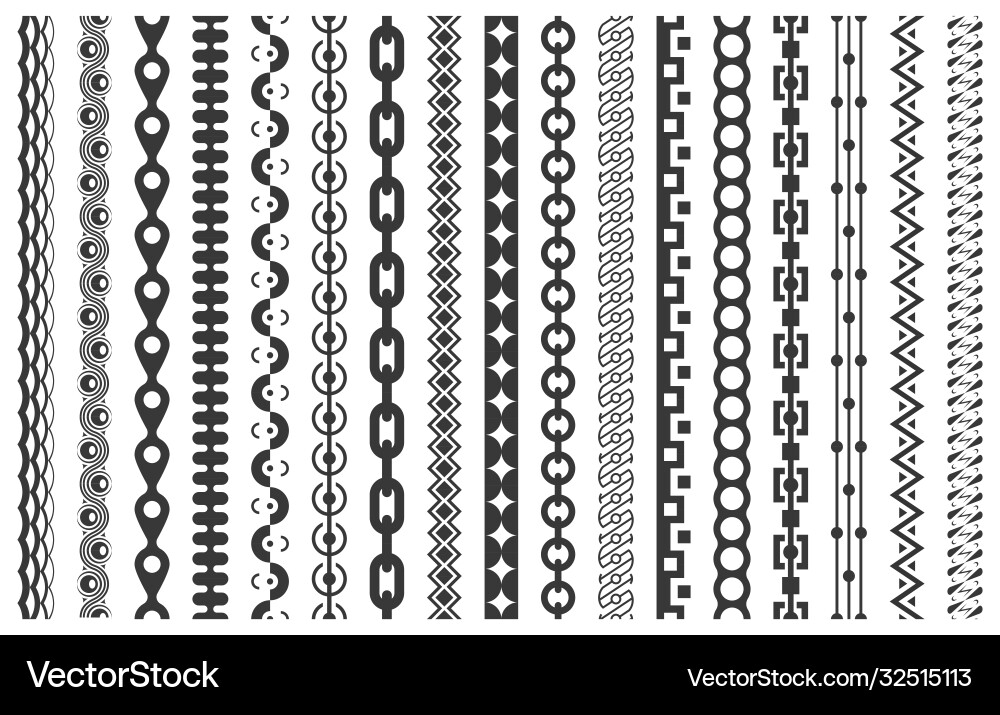 Chain pattern brushes set Royalty Free Vector Image