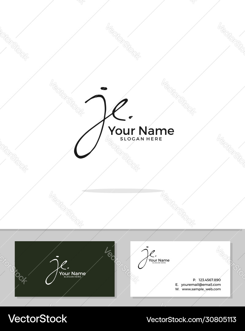 J e je initial logo signature handwriting Vector Image