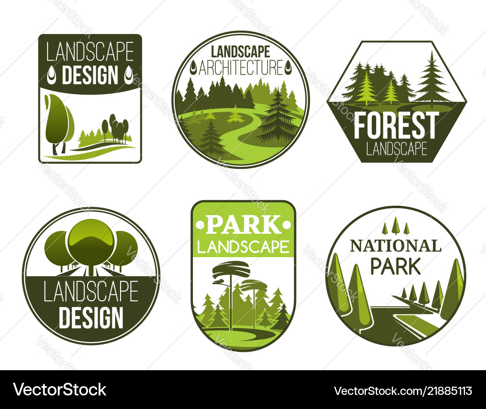 Landscape design service icons Royalty Free Vector Image