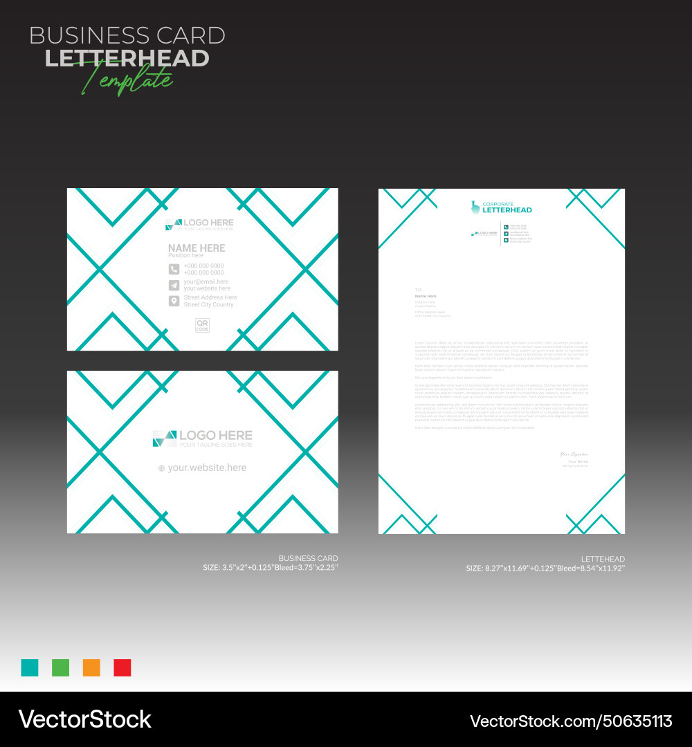 Letterhead and business card design Royalty Free Vector