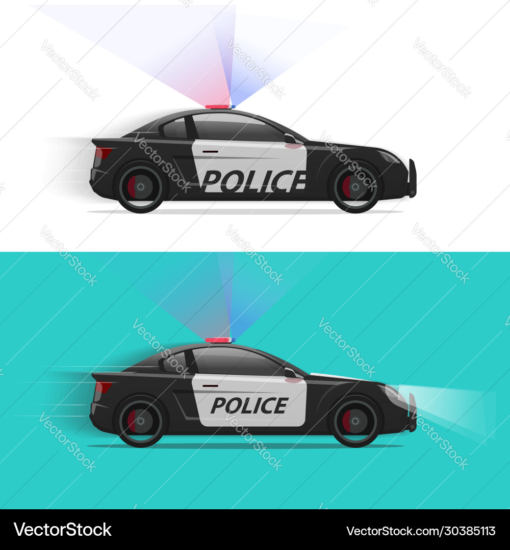 Police car moving fast with siren flasher Vector Image