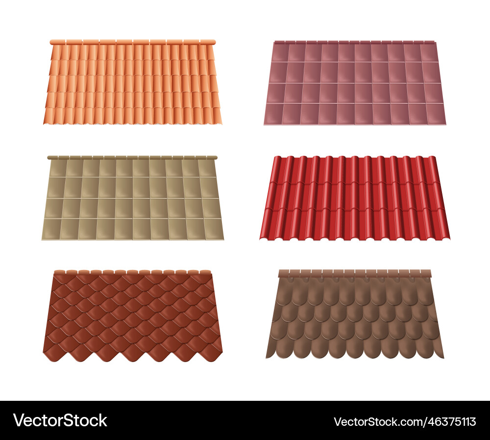 Realistic roof icon set Royalty Free Vector Image