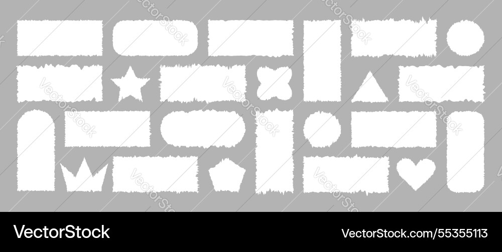 Set of jagged rectangle shapes tattered frame Vector Image