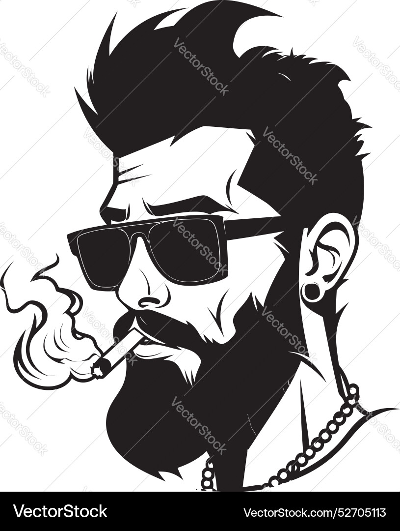 Stylish stogie cartoon guy puffing a cigar emblem Vector Image