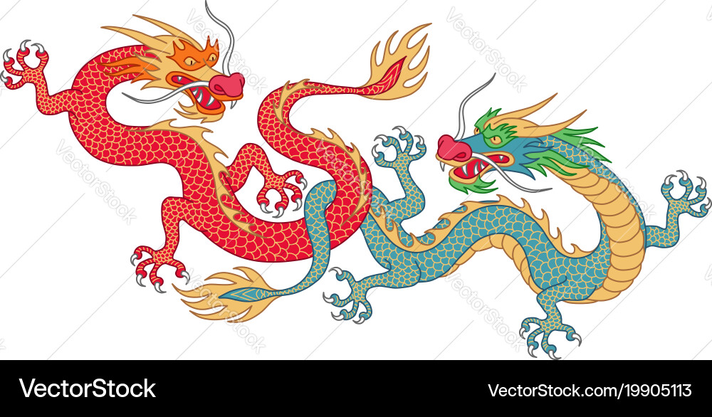 Two dragons Royalty Free Vector Image - VectorStock