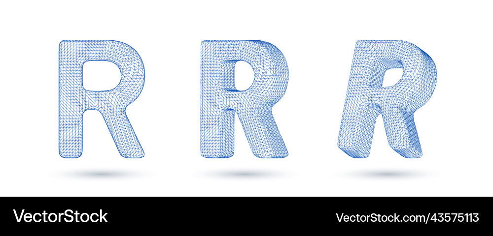 Wireframe R Polygon Outline Royalty Free Vector Image