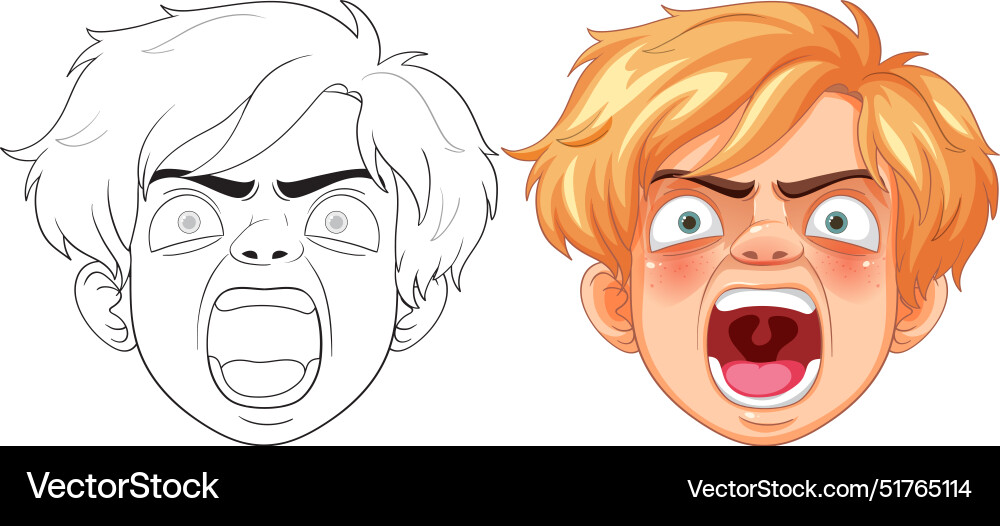 Art of a boy expressing anger Royalty Free Vector Image