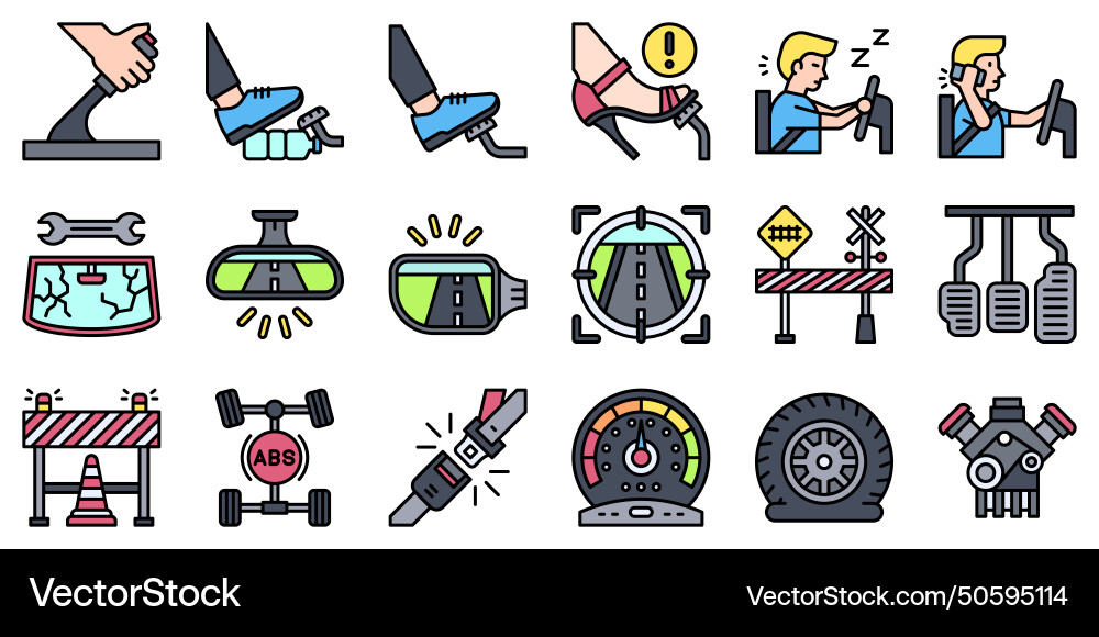 Car accident and safety related filled icon set 3 Vector Image