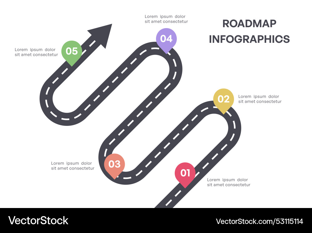 Colorful milestone roadmap infographic with arrow Vector Image