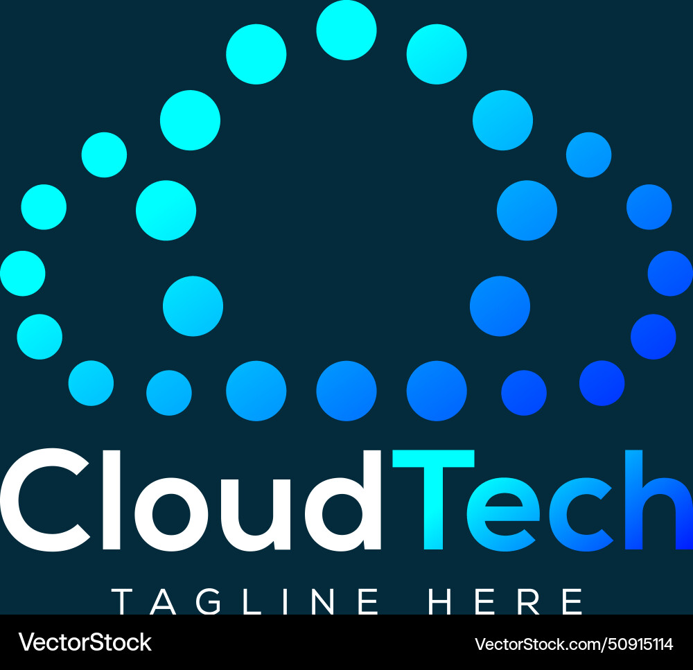 Digital cloud technology logo design Royalty Free Vector