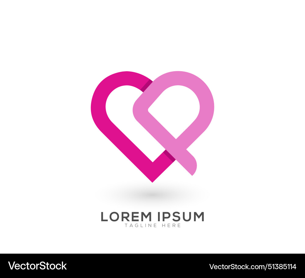 Letter p heart logo design Royalty Free Vector Image