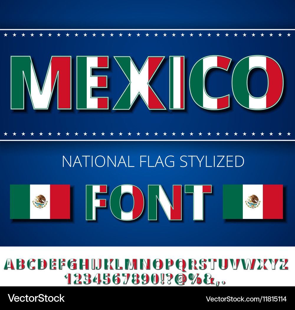 Mexico flag font Royalty Free Vector Image - VectorStock